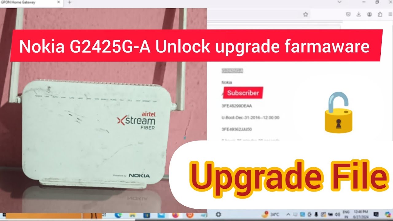 Nokia G-2425G-A GPON ONT Solow Router upgrade Firmware - YouTube