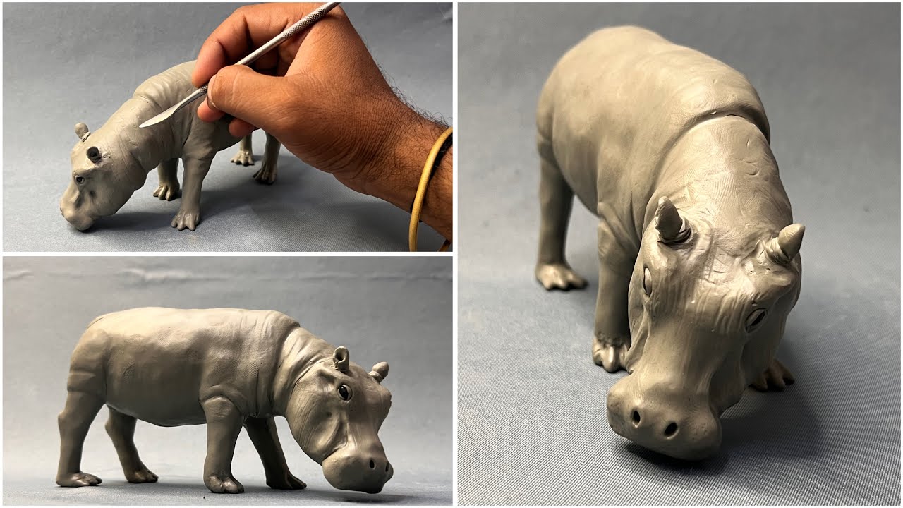 Amazing 🔥: How to make Realistic Hippo out of clay | Diy art animals ...