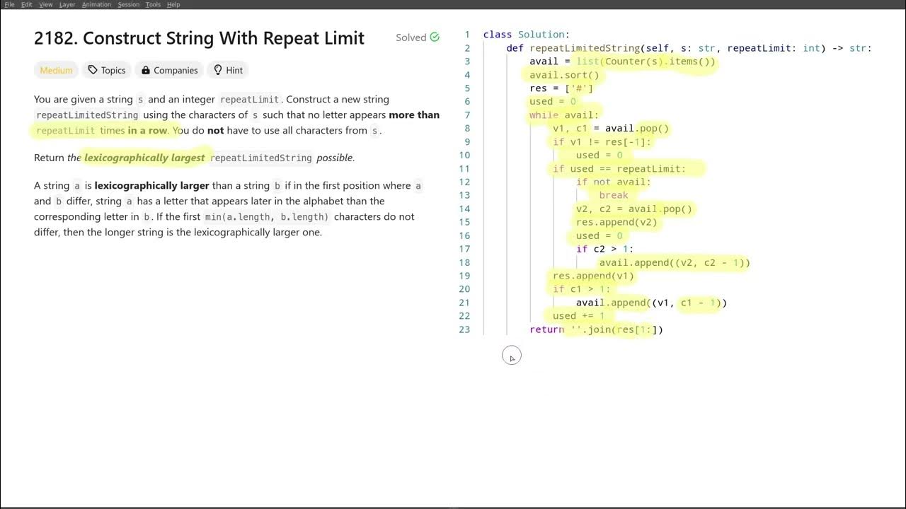 [December 17, 2024, LeetCode daily] 2182. Construct String With Repeat Limit - Python solution ...