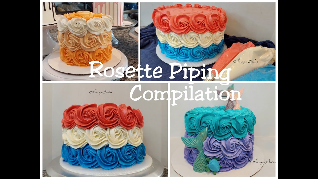 Rosette Piping Compilation with buttercream. Easy cake decorating - YouTube