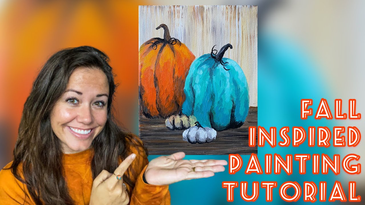 Fall Acrylic Painting Tutorial! Step by step guide fall pumpkin acrylic ...