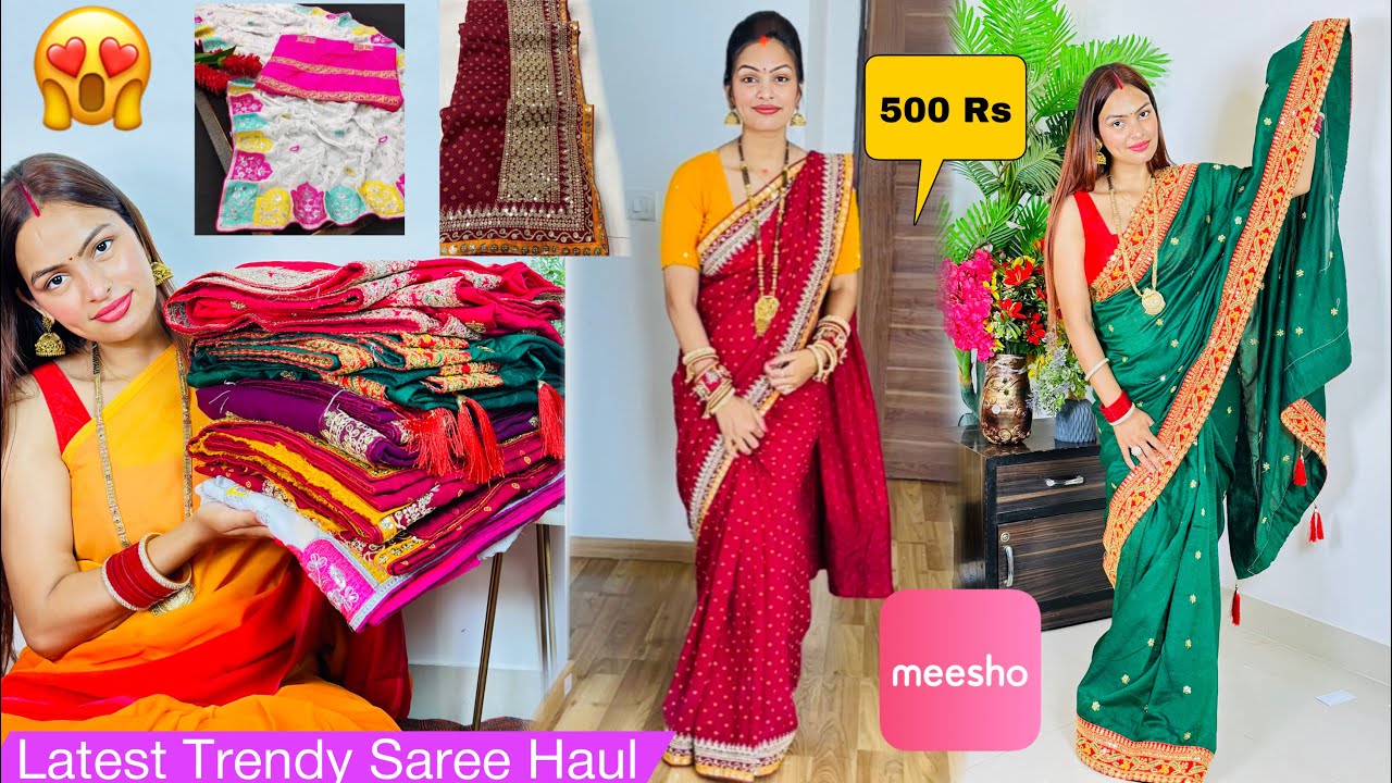 Meesho Saree Haul Specially For Wedding & Partywear / My latest Trendy ...