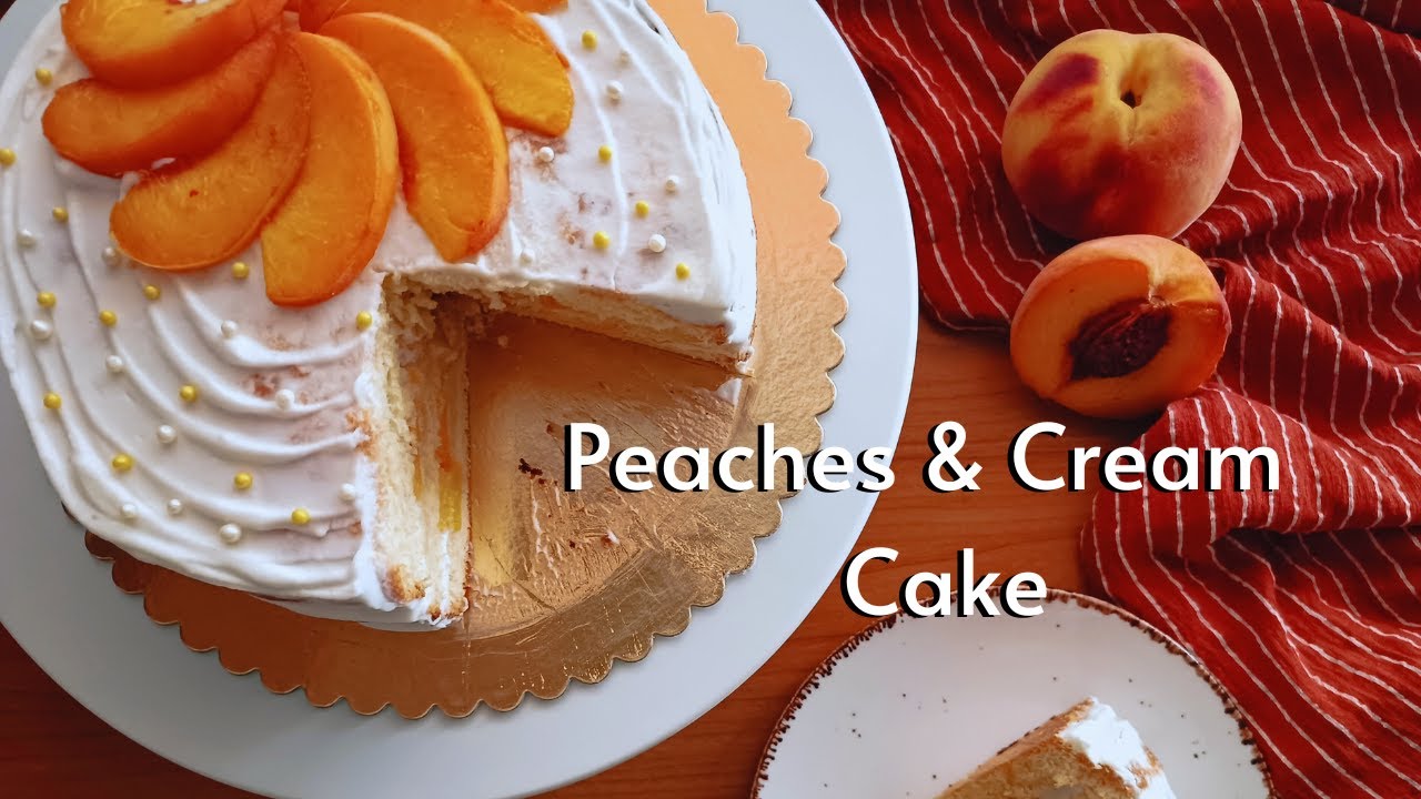 Peaches N Cream Cake | Sponge cake with peach filling - YouTube
