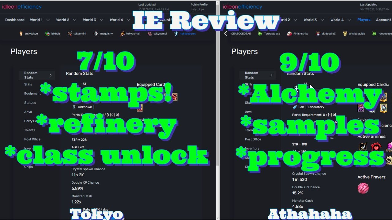 Idleon Efficiency Review Series Tokyo & Athahahaha - YouTube