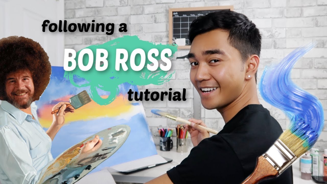 FOLLOWING A BOB ROSS PAINTING TUTORIAL! | DOLLAR STORE MATERIALS ...