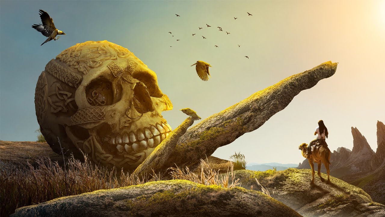 I Create Fantasy Skull Land In Photoshop Tutorial - YouTube