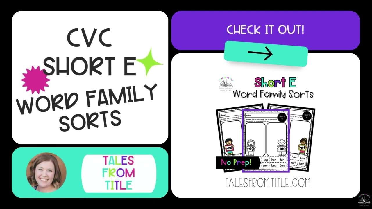 Short E CVC Word Family Sorts - Tap, Blend, Rhyme - YouTube
