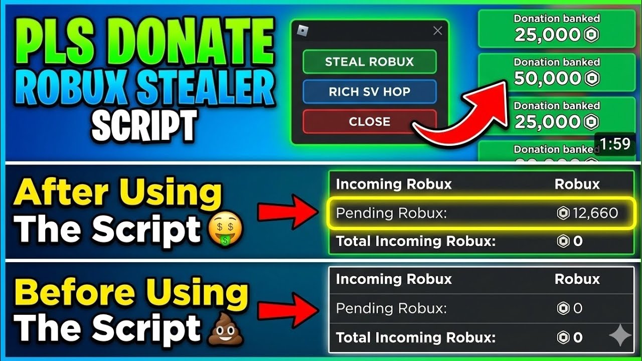(Winter UPD 🤑) Pls Donate Robux Stealer Script 🤤| Keyless 🤫| Get ...