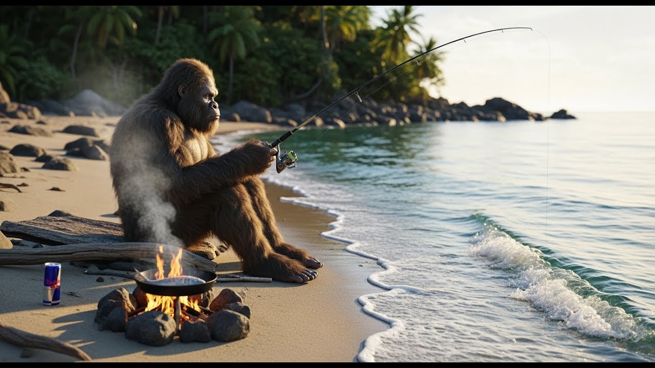 Bigfoot Catches Fish for Lunch on a Tiny Ocean Island! - YouTube