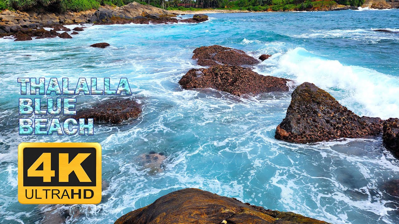 4K | Thalalla Blue Beach, clear turquoise water #srilanka #southcoast # ...