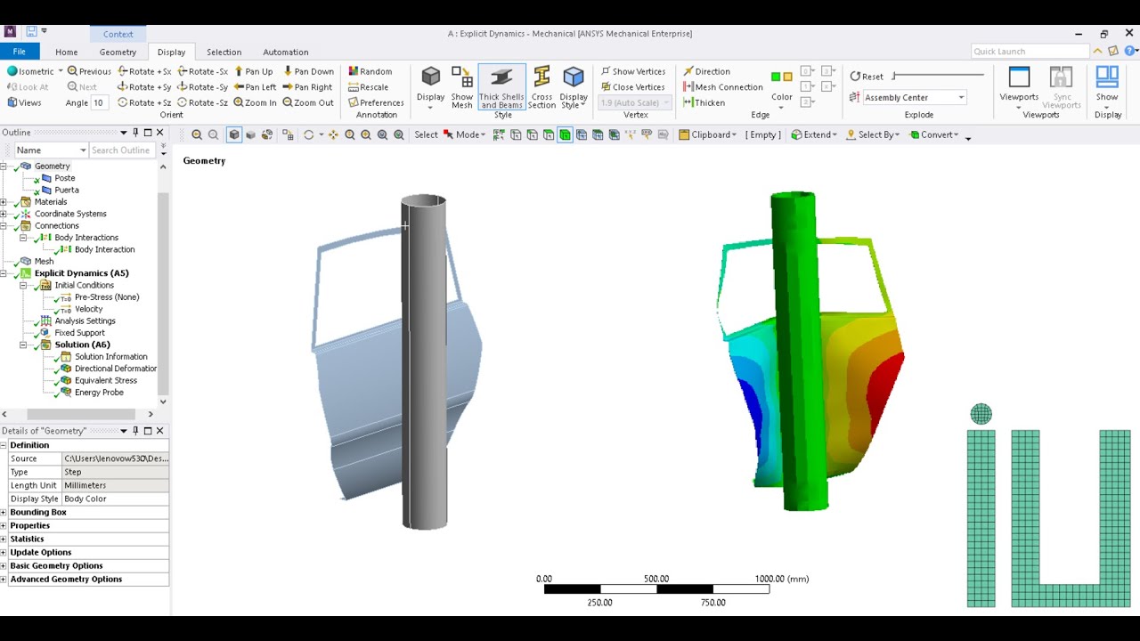 ANSYS 18 Análisis de impacto lateral (side impact) #ansys # ...