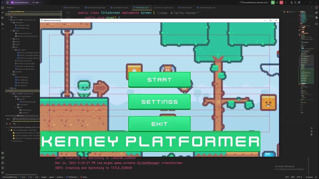 Kenney Platformer Game Devlog #2: Title Work in Progress and Ninepatches (LibGDX Learning) - YouTube