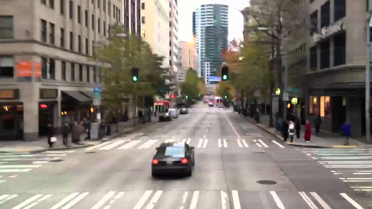 Riding the double decker bus through downtown Seattle - YouTube