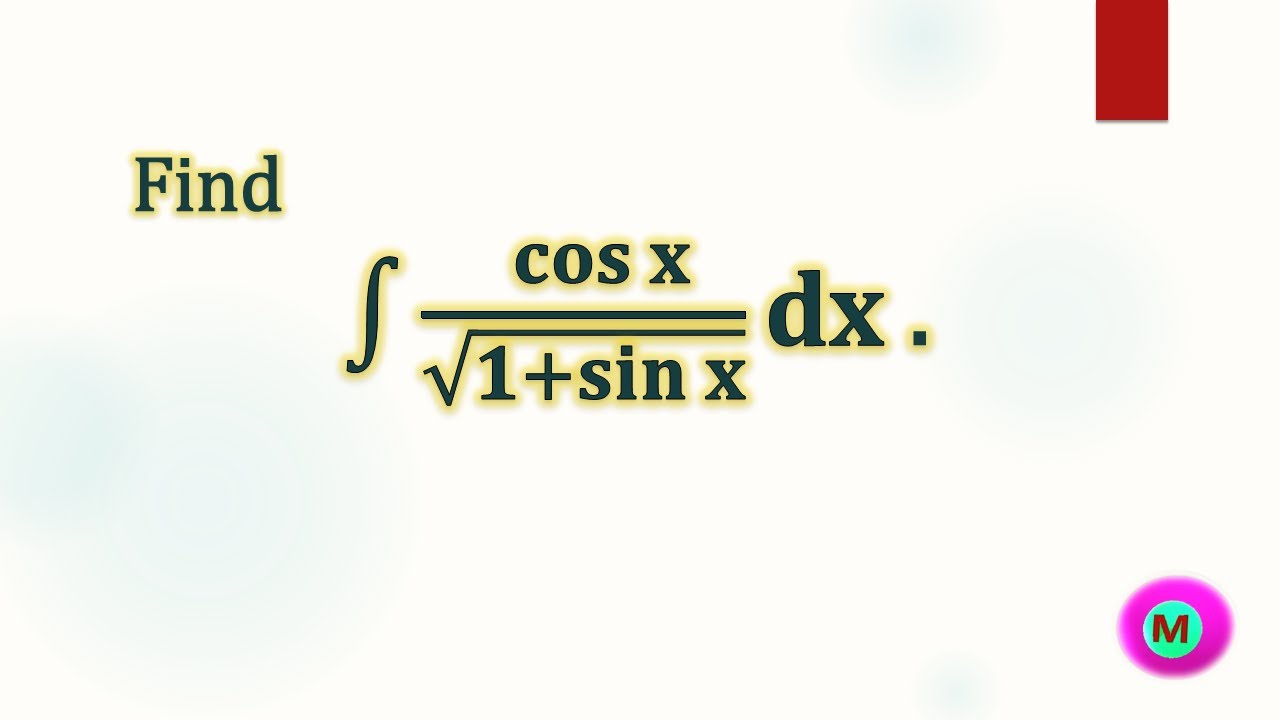 Integral cos x/root(1+sin x) 📚📕📖🖋 - YouTube