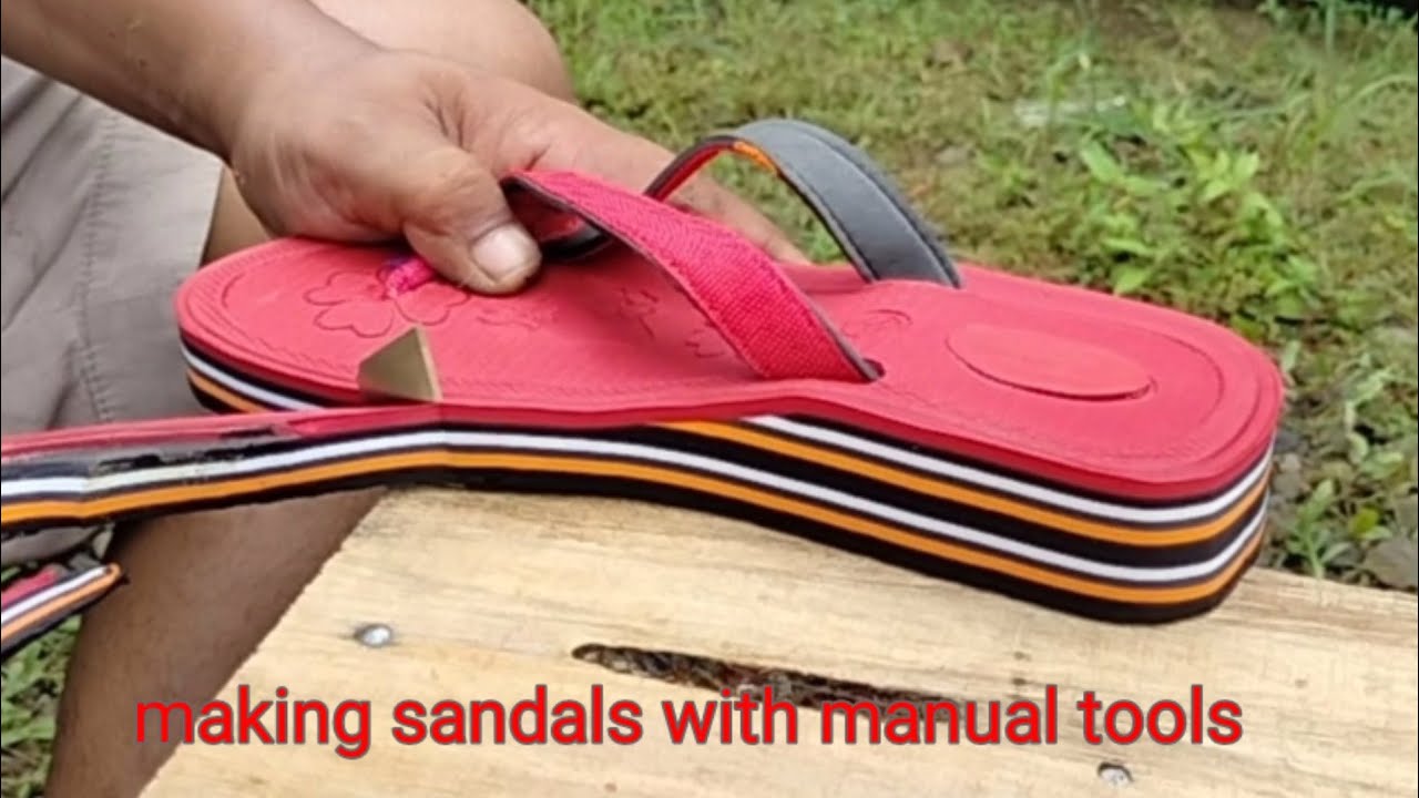 making sandals with manual tools - YouTube