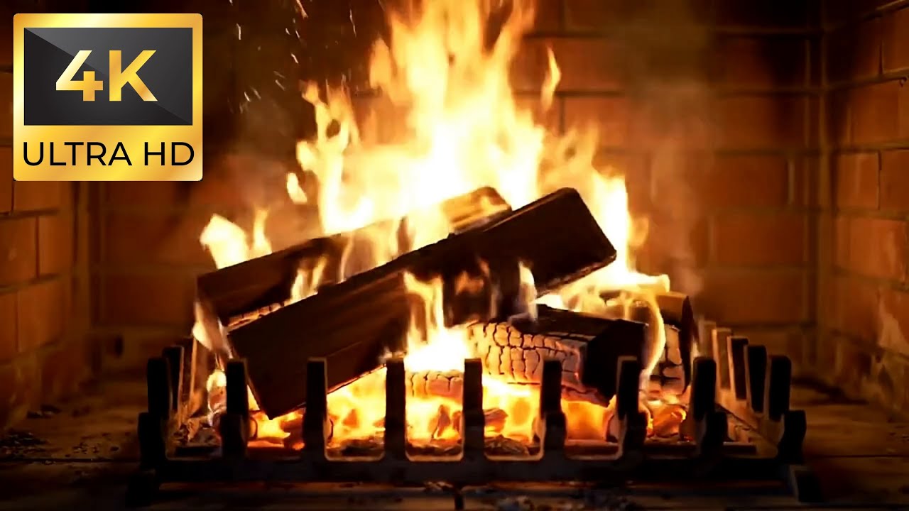 Cinematic Rustic Fireplace 4K – Relaxing Fire, Glowing Embers & Warm ...