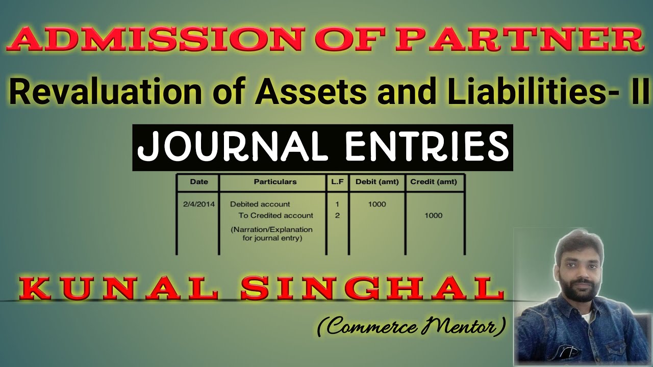 Revaluation Journal Entry II Admission of Partner V-6 II Class XII II Kunal Singhal - YouTube