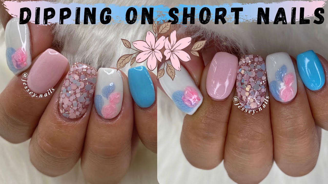 DIP POWDER SHORT NAILS| SIMPLE SPRING MANICURE| TRIPLE D - YouTube