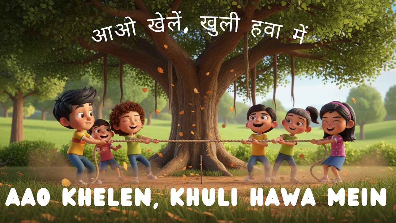 Aao Khelen, Khuli Hawa Mein | Kids Hindi Song | 3D Cartoon Video ...