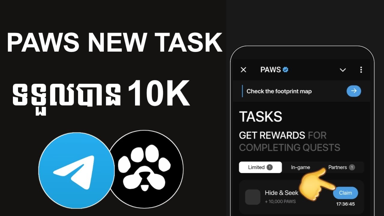 PAWS New Task ទទួលបាន 10K PAWS - PAWS Airdrop on Telegram - YouTube