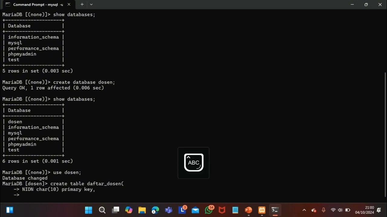 TUTORIAL MEMBUAT DATABASE MENGGUNAKAN MYSQL - YouTube