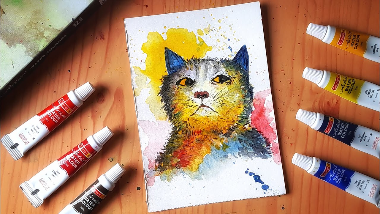 Painting cat in watercolour | How to paint a watercolour cat ...