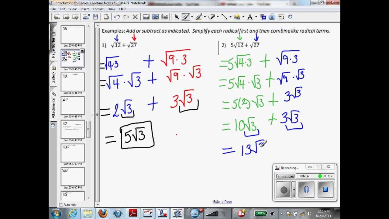 MAT 85 Adding and Subtracting Radicals - YouTube