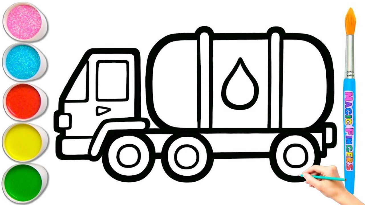 Drawing, Painting, Coloring Water Tanker for Kids & Toddlers | How to ...