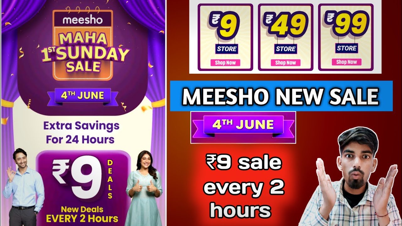 Meesho Maha Sunday Sale | Meesho 4th June Sale | Meesho 9 rupees live ...