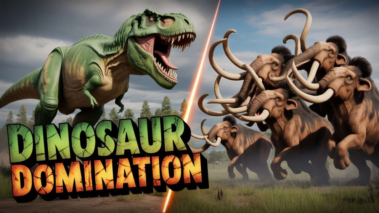 A group of Mammoths defend themselves against a mad T-rex - YouTube