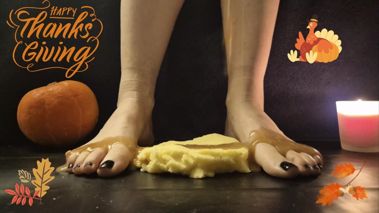 Thanksgiving Mess ASMR Feet 🍁 Smashing Potatoes + Gravy Drizzle - YouTube