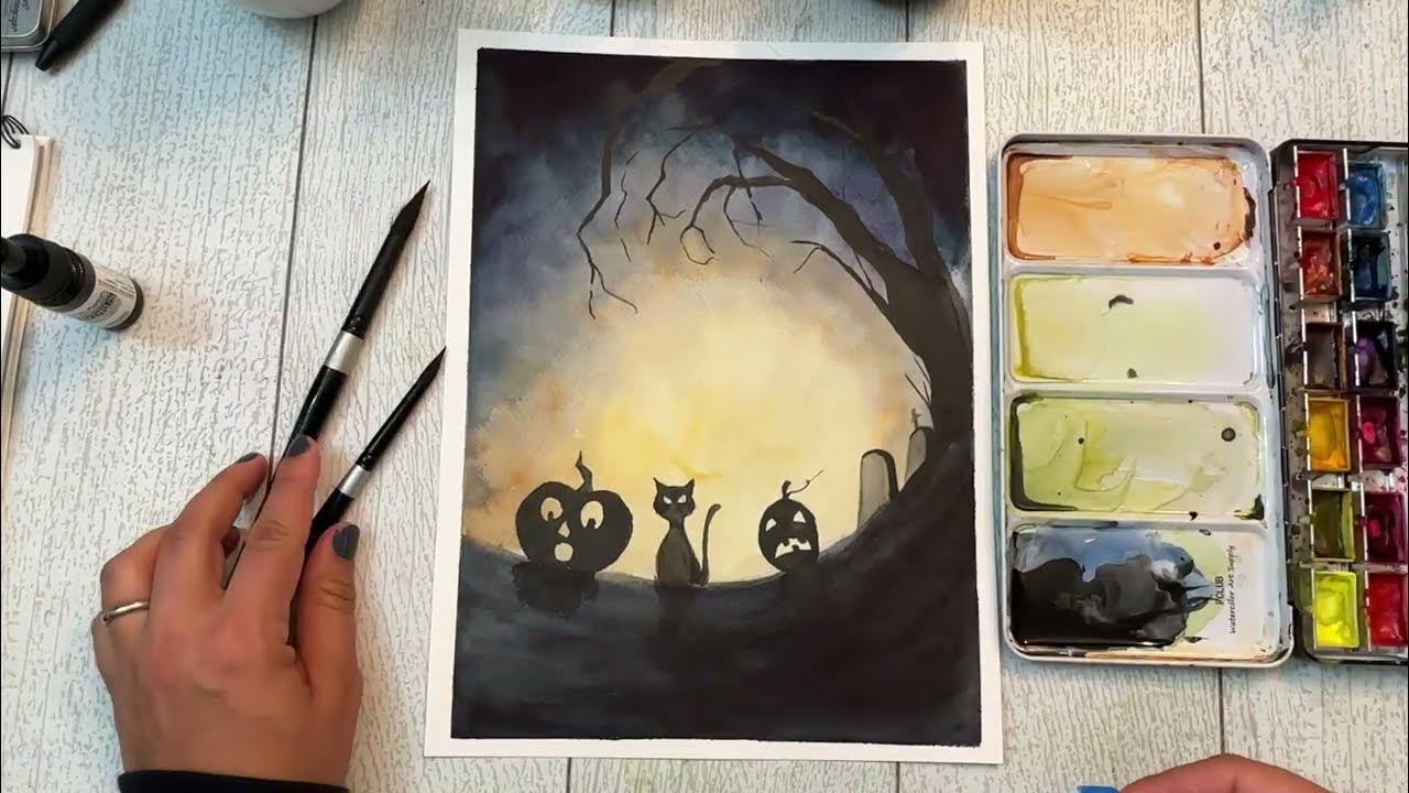 Spooky Halloween Watercolor - YouTube