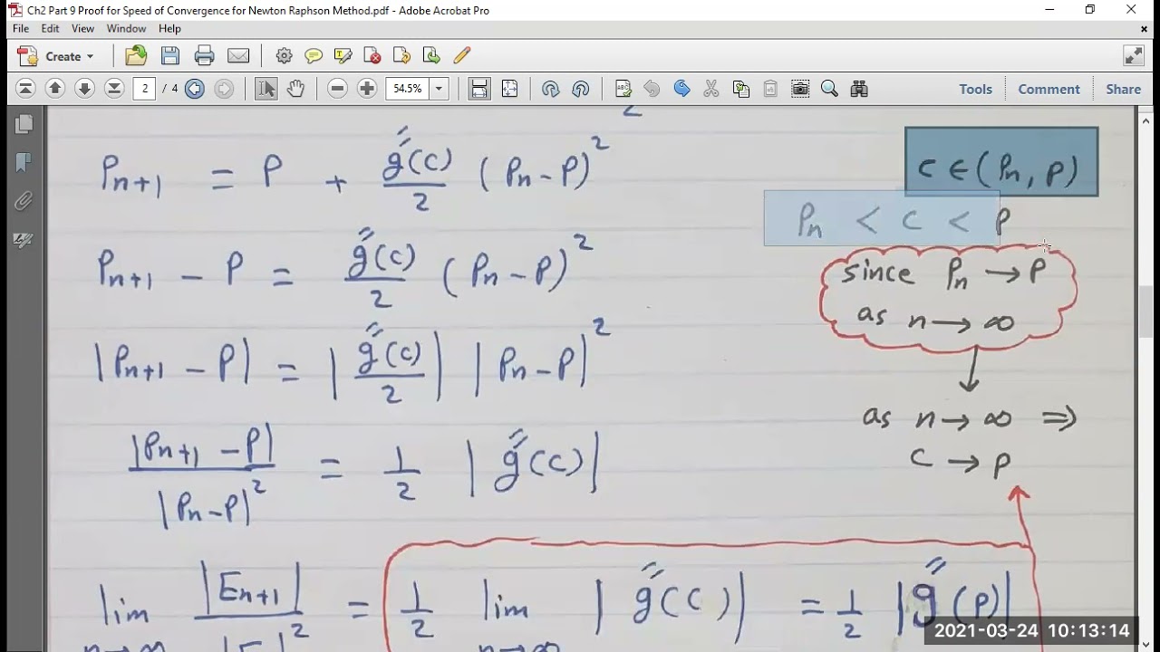 Ch2 Part 9 Proof for Speed of Convergence for Newton Raphson Method ...