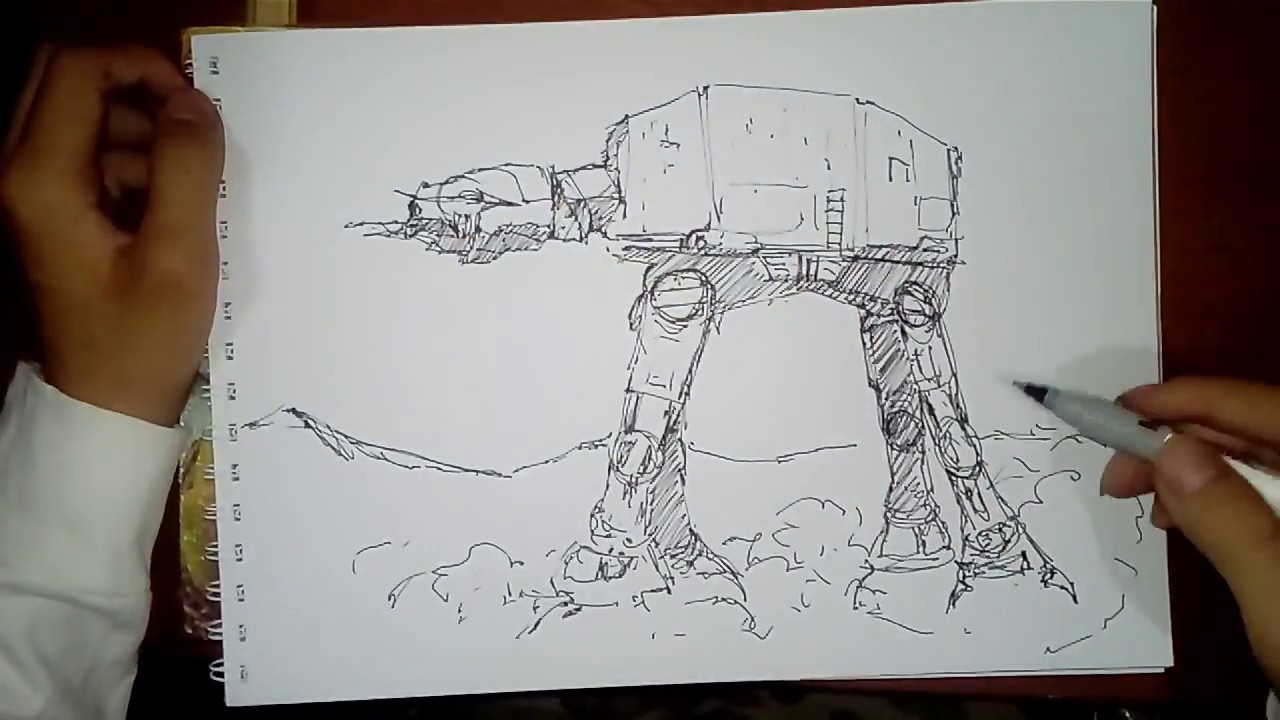 Dibujo AT-AT Star Wars | Speed Drawing c/ Sharpie - YouTube
