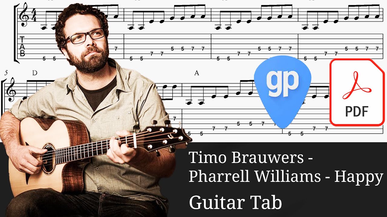 Timo Brauwers - Pharrell Williams - Happy Guitar Tabs [TABS] - YouTube