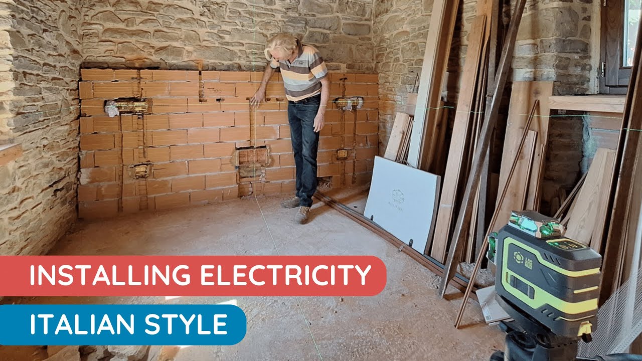 #24 Electrical Installation in Brick Walls, Italian Style - YouTube