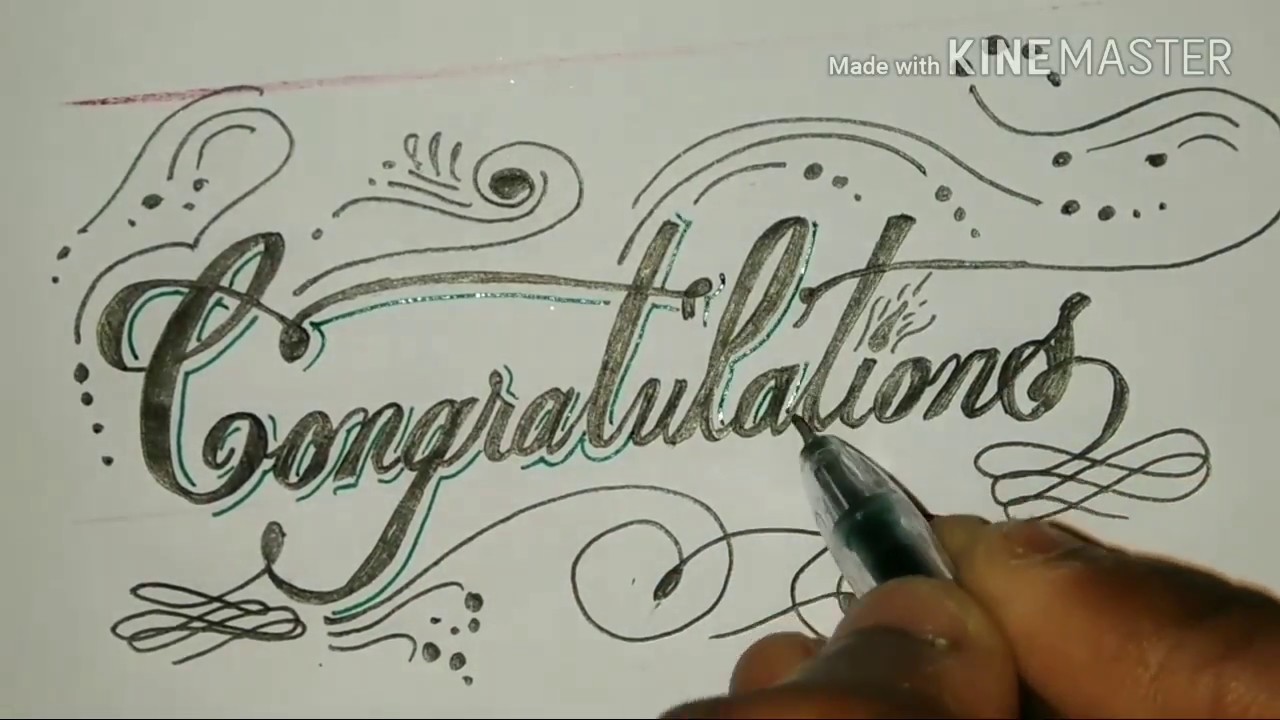 Congratulations calligraphy style with jell point pen 🖋️🖊️ ️ ️ - YouTube