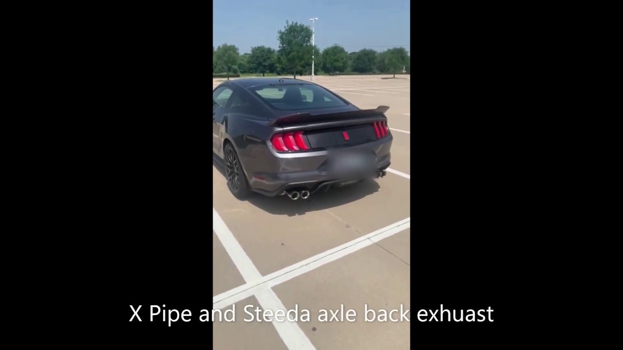 18 Mustang GT X pipe vs Steeda axle back with X pipe - YouTube