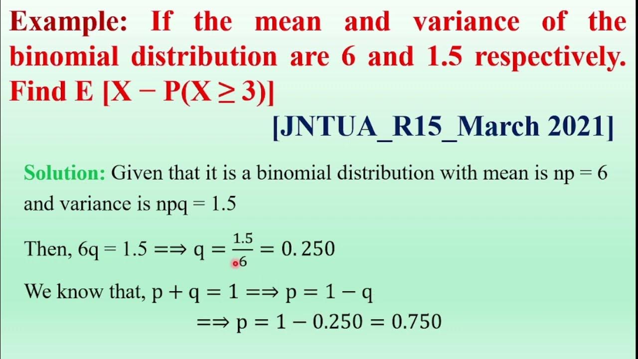 PTSP#Problem 3 on binomial distribution#JNTUA_R15_March-2021#Problem on expected value of a RV ...