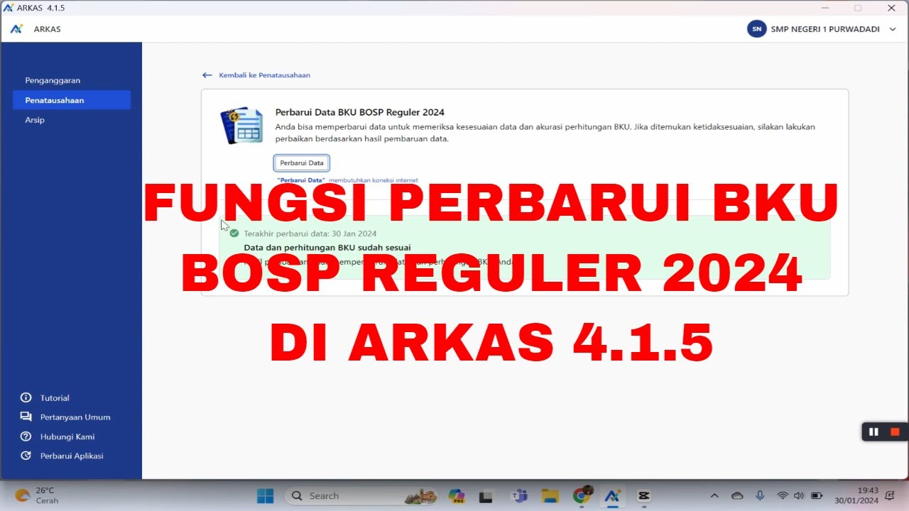 FUNGSI PERBARUI BKU BOSP REGULER 2024 DI ARKAS 4.1.5 - YouTube