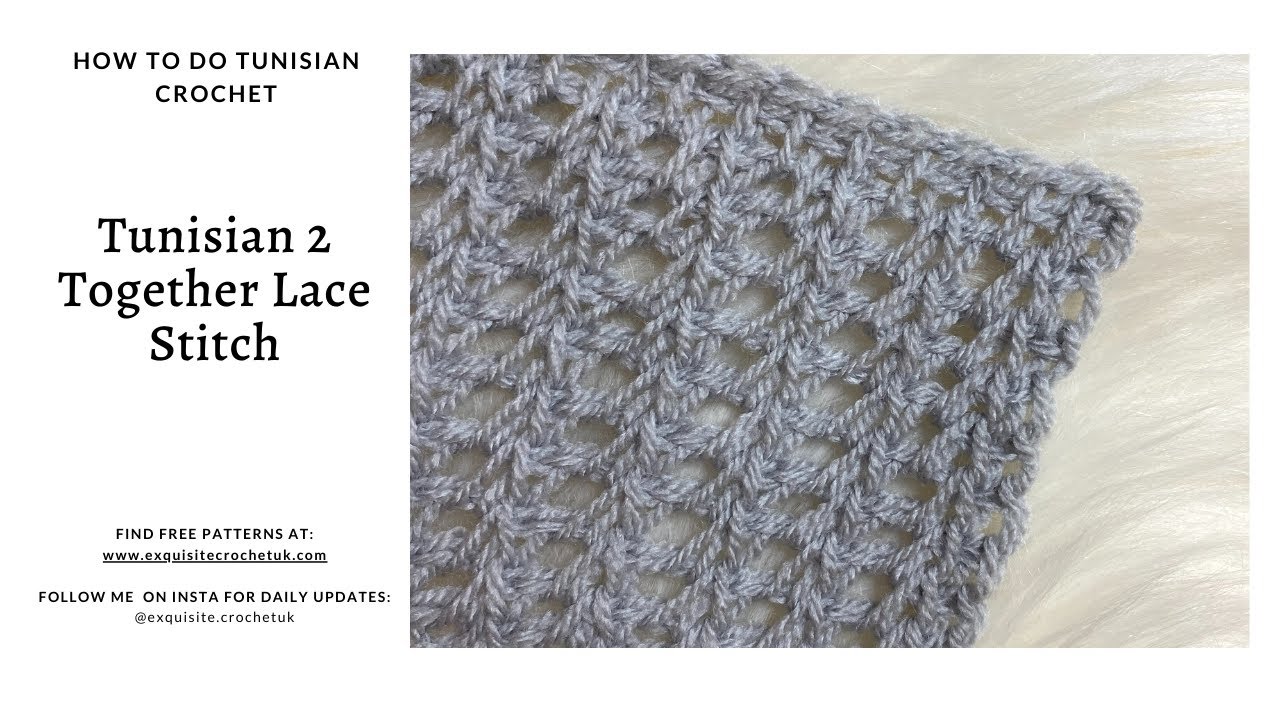 Tunisian Crochet 101: Tunisian 2 Together Lace Stitch, [STITCH TUTORIAL] - YouTube