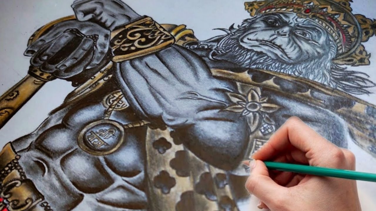 How to draw lord Hanuman|Hanuman Drawing 😍|Realistic Drawing of ...
