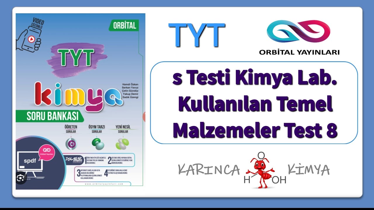 Orbital Yayınları TYT Kimya Soru Bankası s Testi Kimya Lab. Kullanılan ...
