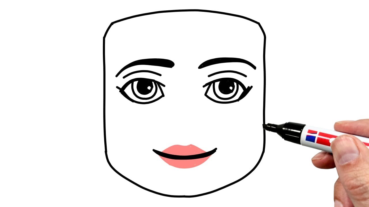 How to Draw a Roblox Woman Face - YouTube