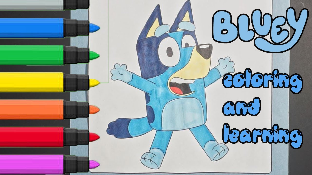 COLORING BLUEY | BLUEY LEARNING AND COLORING | WORD OF THE DAY - YouTube