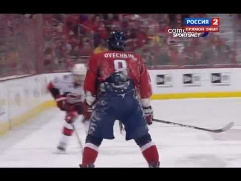 Alex Ovechkin hits Tuomo Ruutu (Hurricanes & Capitals), January 15 ...
