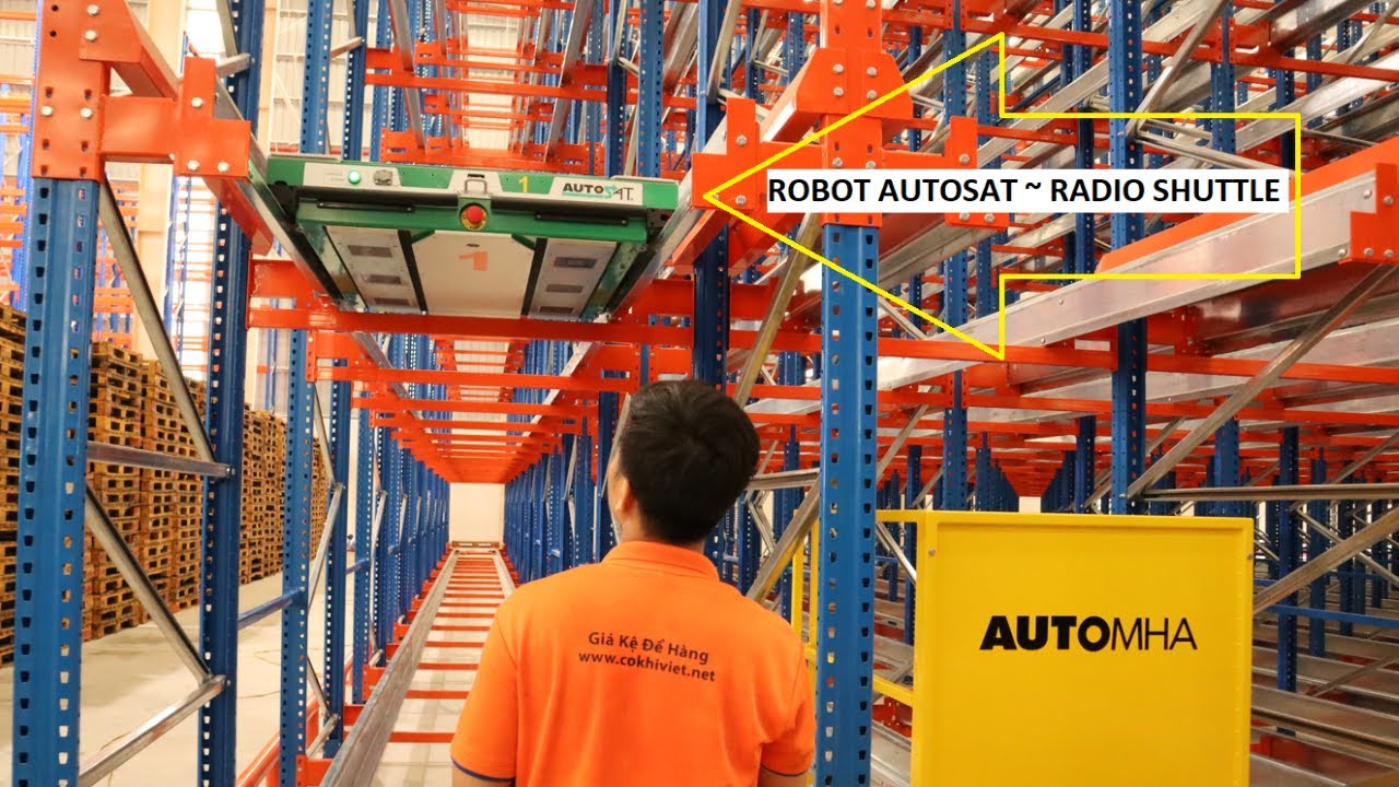 Robot xuất nhập pallet Autosat/Radio Shuttle cho các dãy kệ sâu nhiều ...