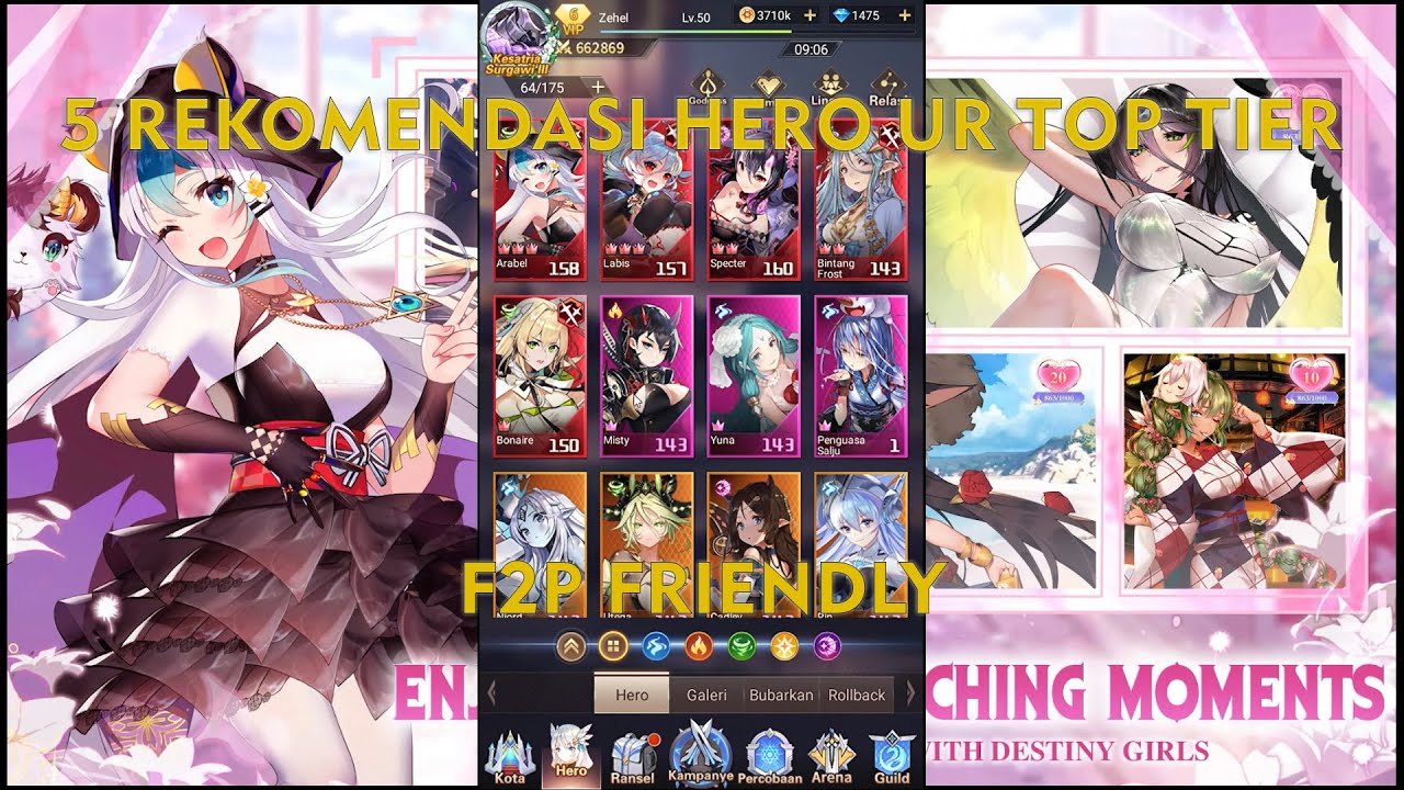 5 REKOMENDASI HERO UR TOP TIER F2P FRIENDLY - Girls' Connect Idle RPG - YouTube