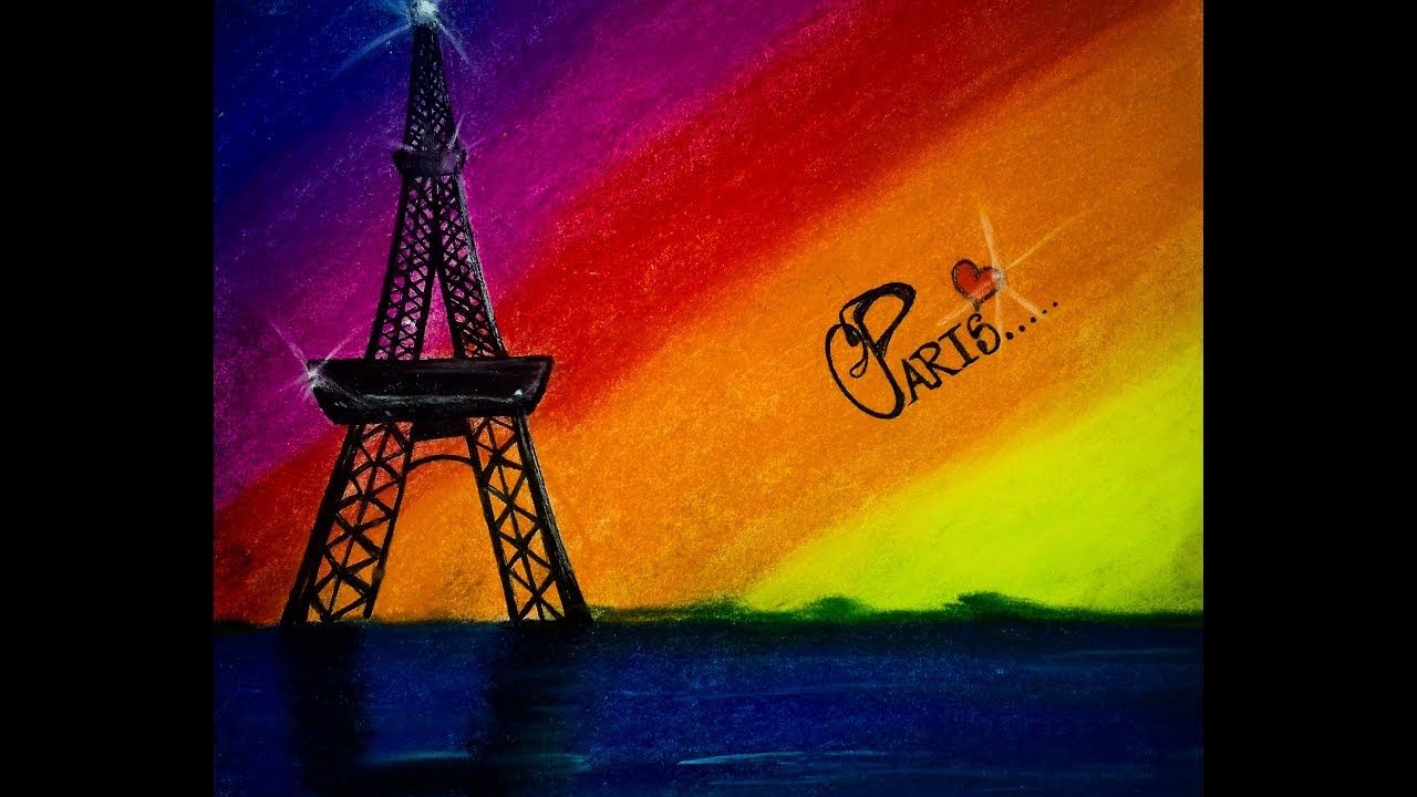 How to draw eiffel tower using pastels ||drawing a eiffel tower using ...