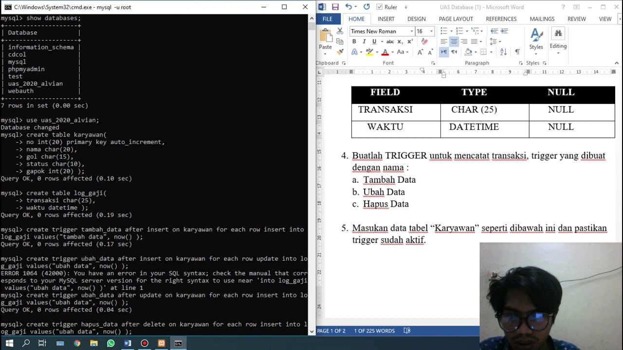 membuat database menggunakan mysql di command prompt - YouTube